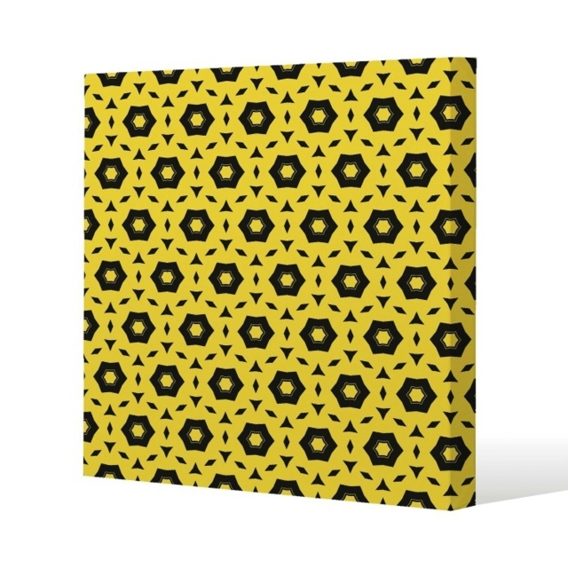 Yellow & Black Geometric Pattern (Canvas Print) 90 X 90 X 4Cm by Tesco ...