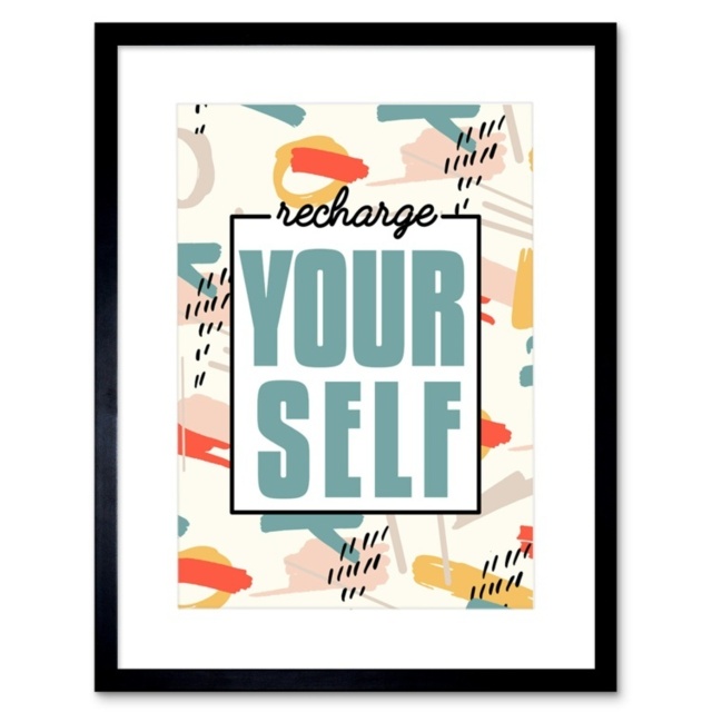 "Recharge Yourself Self Love Abstract Pastel Quote Sign 9X7"" Black ...