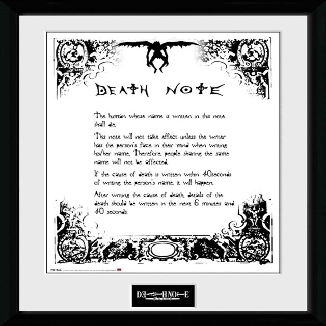 Death Note Death Note 30 X 40Cm Framed Collector Print by Tesco ...