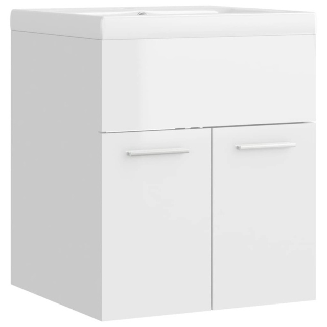 Sink Cabinet With Built-In Basin High Gloss White Engineered Wood by ...