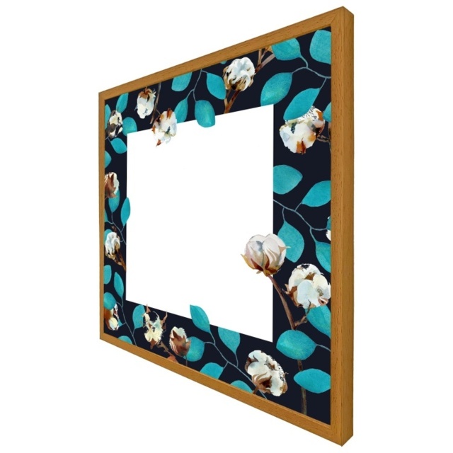 Watercolour Blue Leaf Frame (Picture Frame) Brown - Oak - S by Tesco ...
