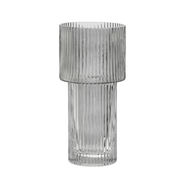 Interiors by Premier Small Ribbed Grey Glass Vase for Modern Home Decor ...