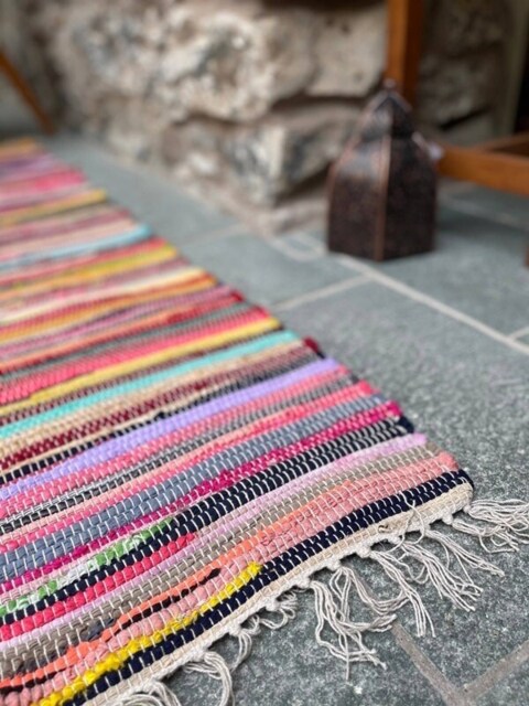 Shanti shabby chic rag rug flat weave design - l100 x w165 ...