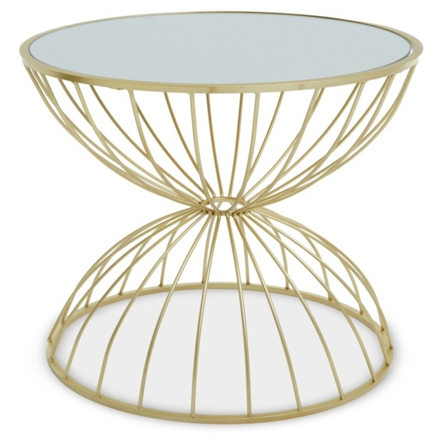 Interiors By Premier Unique Hourglass Mirrored Top Gold Frame Side ...