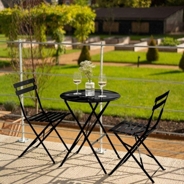 Hectare 2 Seater Folding Powder Coated Metal Garden Dining Bistro Set ...