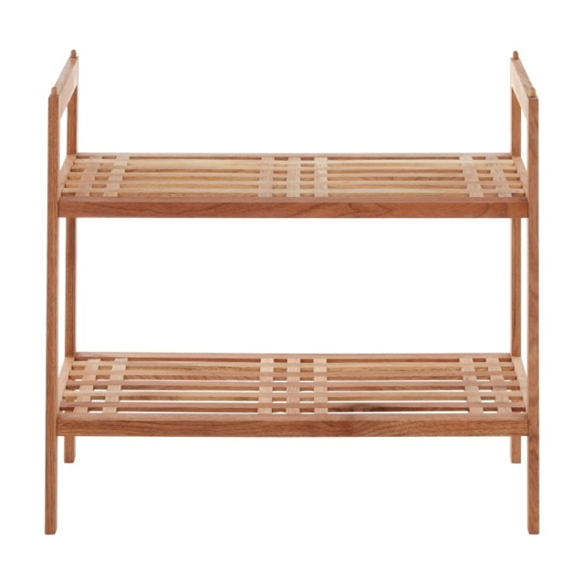Arla 2 Tier Stackable Walnut Wood Shoe Rack Cream by Tesco ...
