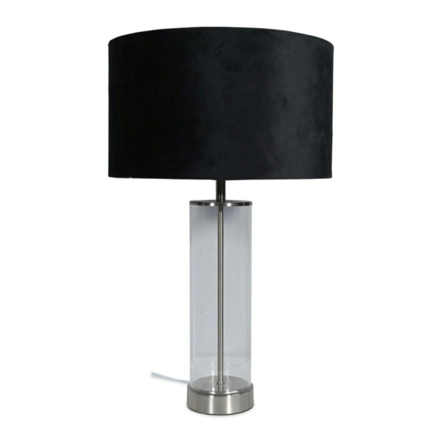Valuelights Balan Clear Tube And Brushed Chrome Table Lamp With A Black ...
