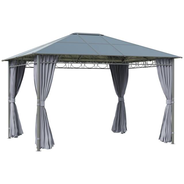 Outsunny 3 x 3.6m hardtop gazebo for garden party w/ polycarbonate ...