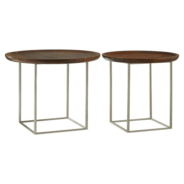 Interiors By Premier Crest Silver Iron And Wood Tops Side Tables by ...