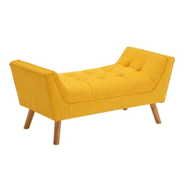 Living And Home Soft Chenille Upholstered Bench With Wooden Legs ...