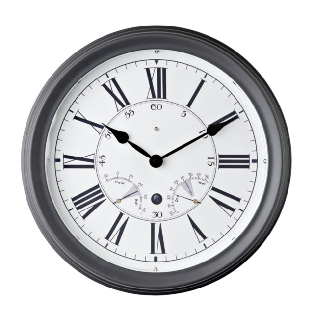 Hometime Grey Wall Clock With Sound Controlled Led Light Roman Dial 35 ...