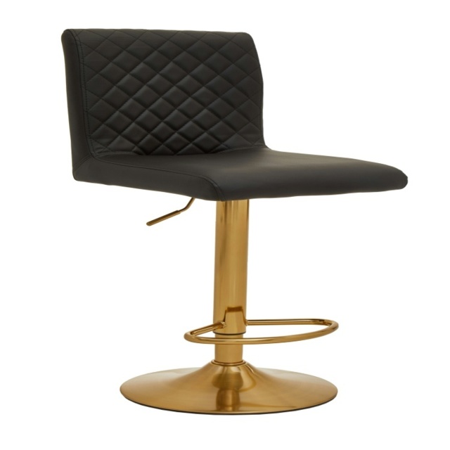 Interiors By Premier Baina Black And Gold Bar Stool With Round Base by ...