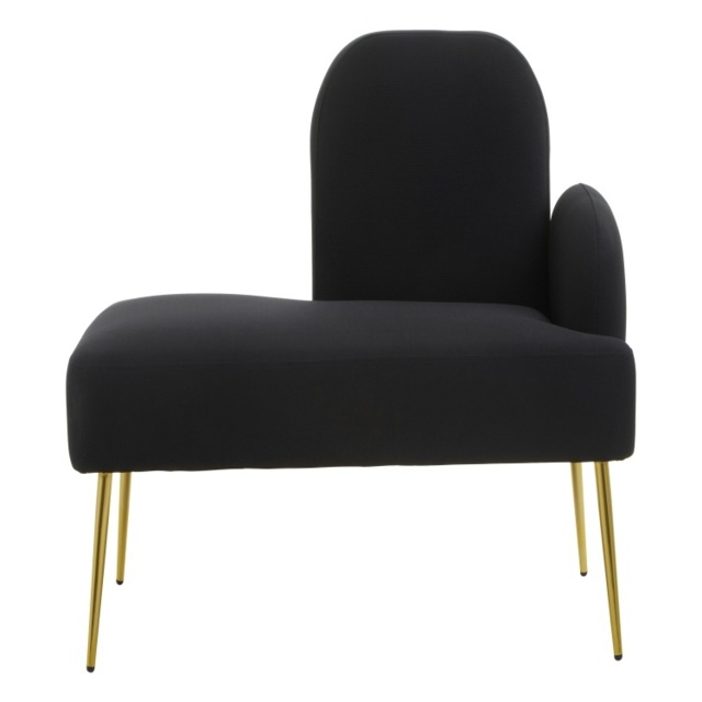 Interiors By Premier Black Left Arm Chaise Lounge, Modern Luxury Black And Gold Chaise Lounge ...