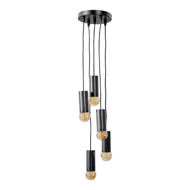 ValueLights Industrial 5 Way Matte Black Multi Drop Ceiling Pendant ...