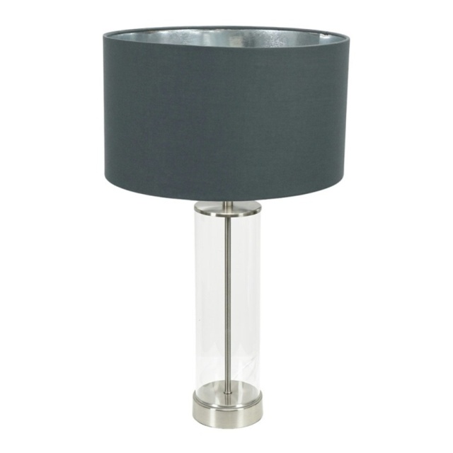 Valuelights Balan Glass With Chrome Table Lamp And Charcoal With ...