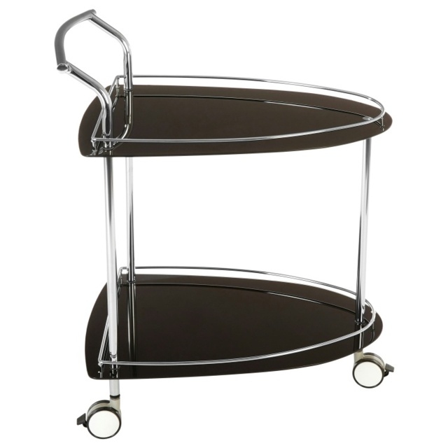 Interiors By Premier Tempered Glass Black Serving Trolley, 2-Tier ...