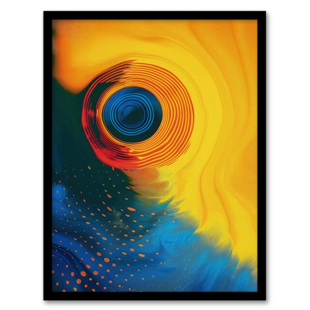 Concentric Circles Yellow Orange Abstract Black Framed Wall Art Print ...