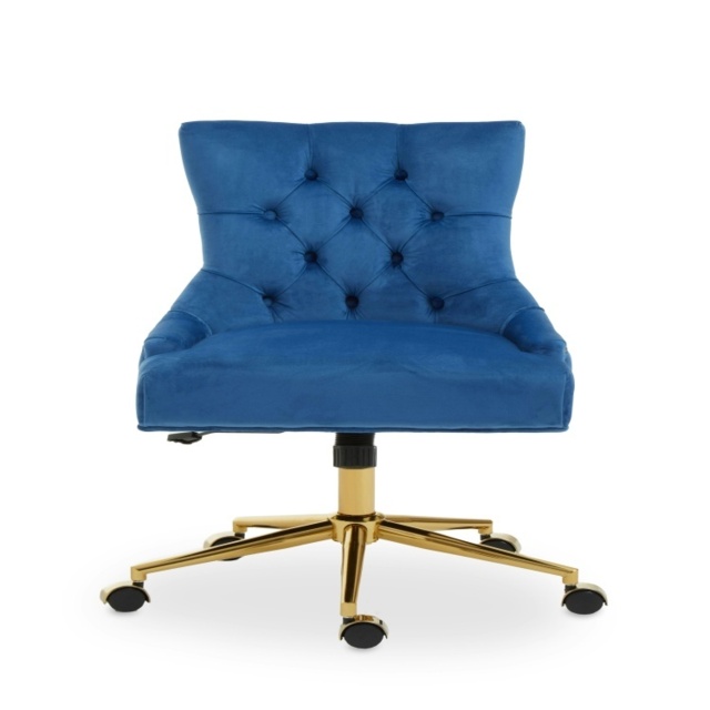 Interiors By Premier Luxury Blue Velvet Home Office Chair, Comfortable ...