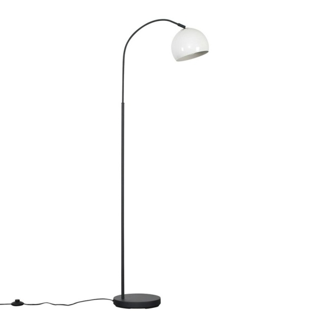 Valuelights Curva Painted Grey Floor Lamp With White Dome Shade And Led ...