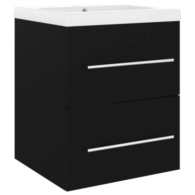 Sink Cabinet With Built-In Basin Black Engineered Wood by Tesco ...
