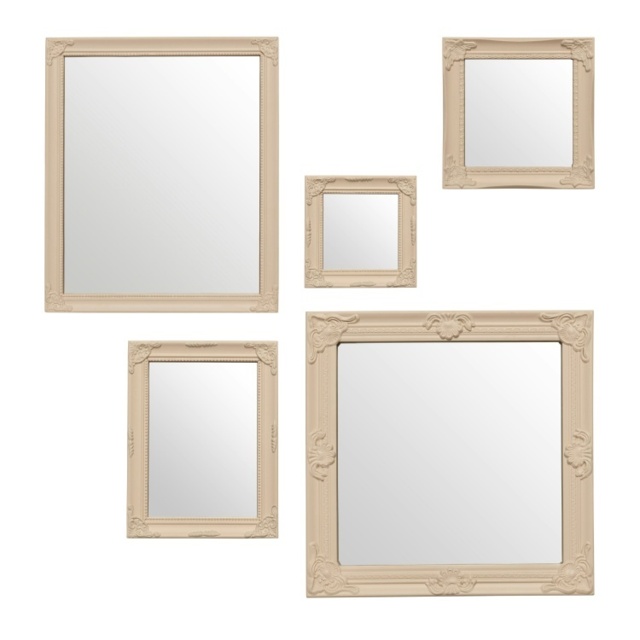 Brussels Set Of 5 Baroque Mirrors Cream Finish Frame Cream by Tesco ...