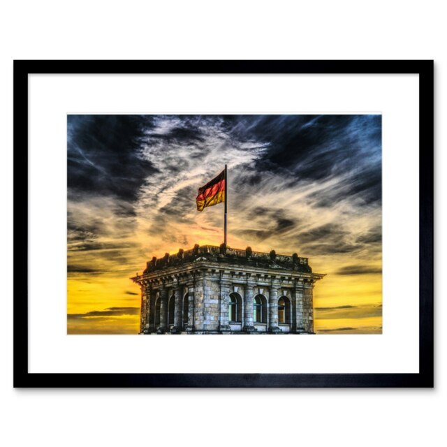 "Bundestag German Unity Flag Berlin Photograph 9x7"" Black Framed Wall ...