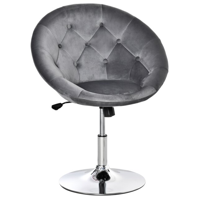 HOMCOM Swivel Dressing Stool, Velvet-feel Upholstered Vanity Chair ...
