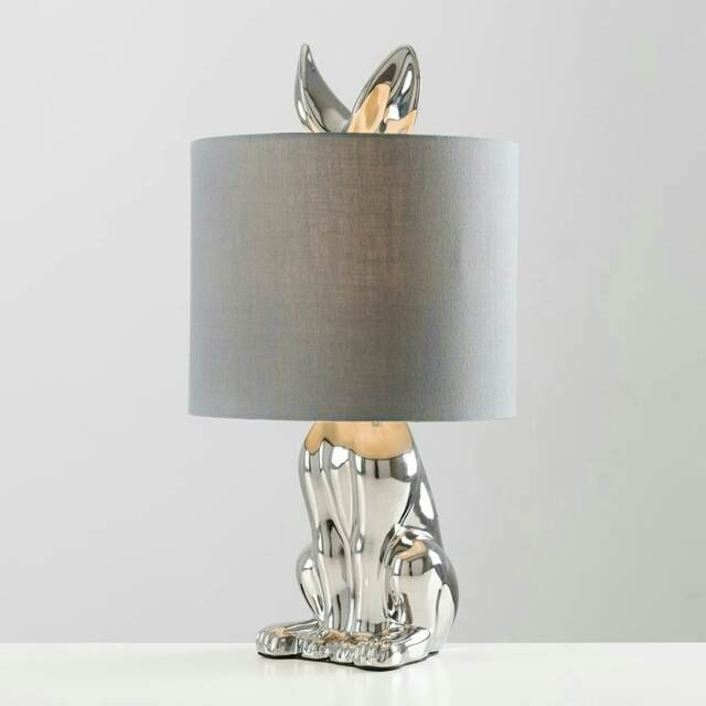 Valuelights lepus pair of modern chrome ceramic rabbit/hare table lamps ...