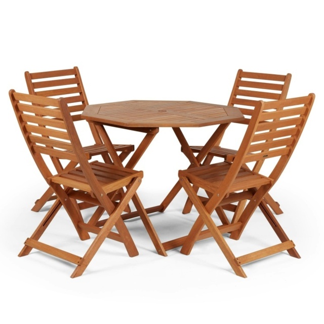 Vonhaus 4 Seater Hardwood Garden Dining Table And Chairs Set by Tesco ...
