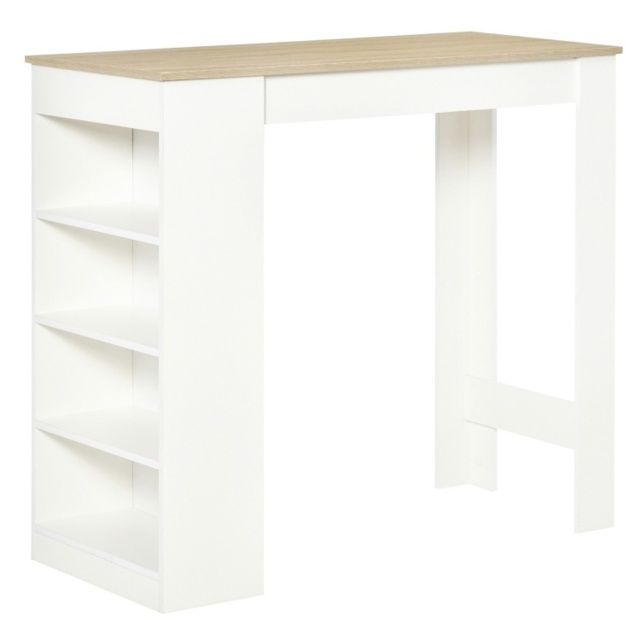 Homcom Bar Table Coffee Table Kitchen Dining Table With 4-Tier Shelf by ...