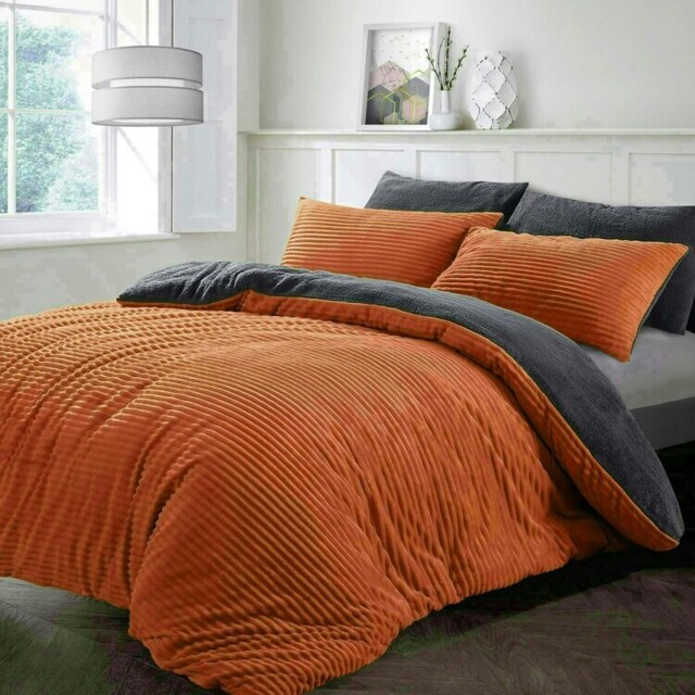 Velosso Plush Corduroy Teddy Fluffy And Warm Fleece Duvet Cover Set Red ...
