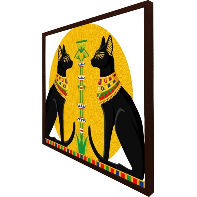 Illustration Of Black Egyptian Cats With Papyrus (Picutre Frame) Brown ...