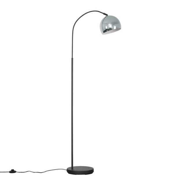 Valuelights Curva Painted Grey Floor Lamp With Silver Dome Shade And ...