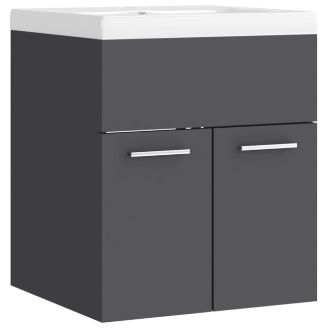 Sink Cabinet With Built-In Basin Grey Engineered Wood by Tesco ...