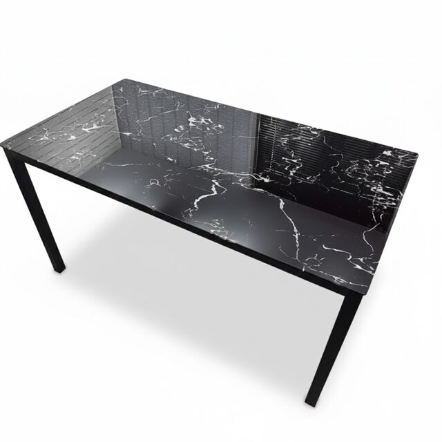 Dining Table Black Glass Kitchen Place for 6 Seats, Dining Table Only ...