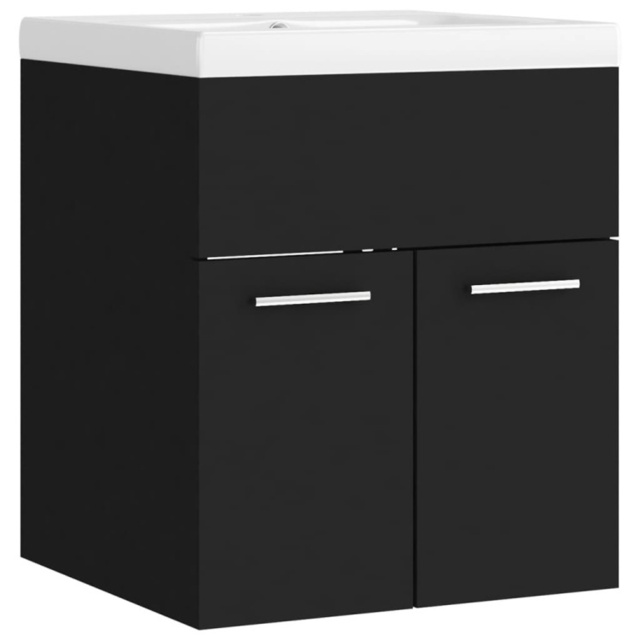 Sink Cabinet With Built-In Basin Black Engineered Wood by Tesco ...