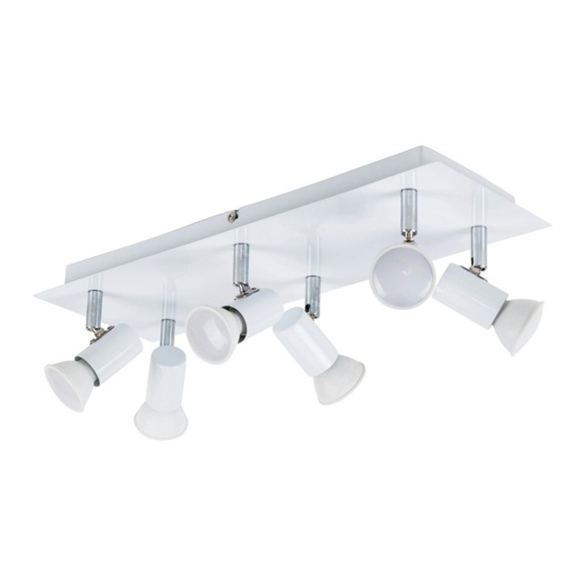 Valuelights Modern Rectangular White And Chrome 6 Way Adjustable Gu10 ...