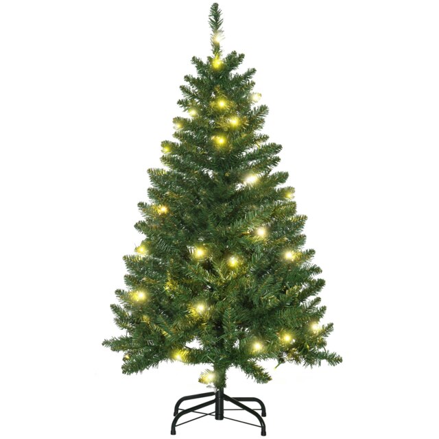 Homcom 4ft prelit artificial christmas tree w/ warm white light xmas ...