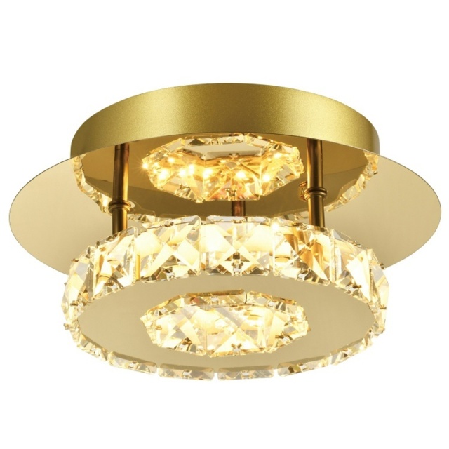 Modern Led Ceiling Light With Gold Plated Metal And Clear Crystal Glass ...