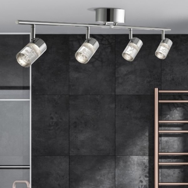 Ebby 4 Light Bathroom Led Spot Bar Ip44 With Glass Shades And Chrome ...