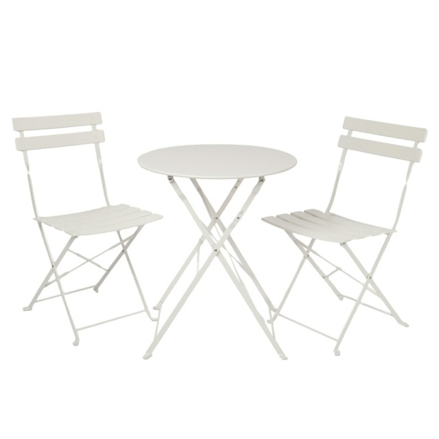 Ohs 3Pc Metal Patio Bistro Set Outdoor Garden Table Chair - White by ...