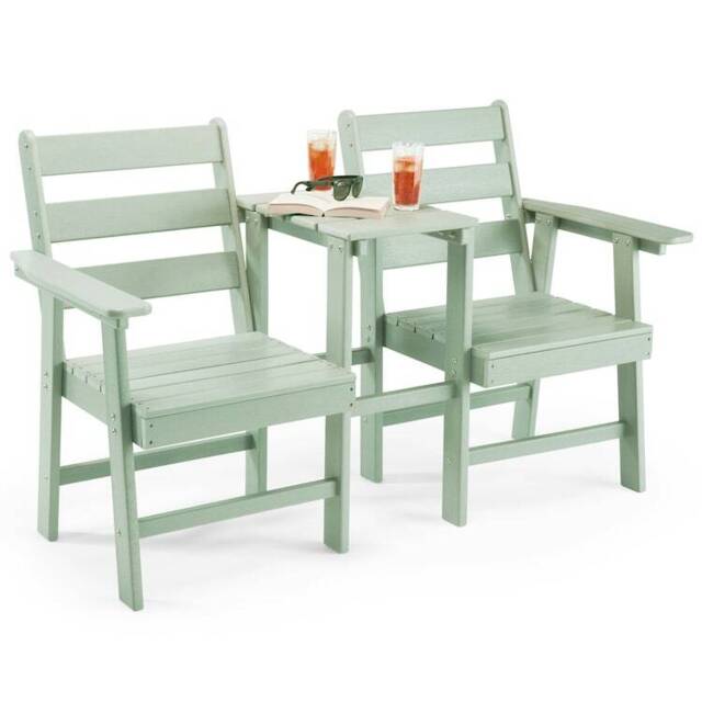 Vonhaus Westport Hdpe Sage Green Adirondack Love Seat For Garden by ...