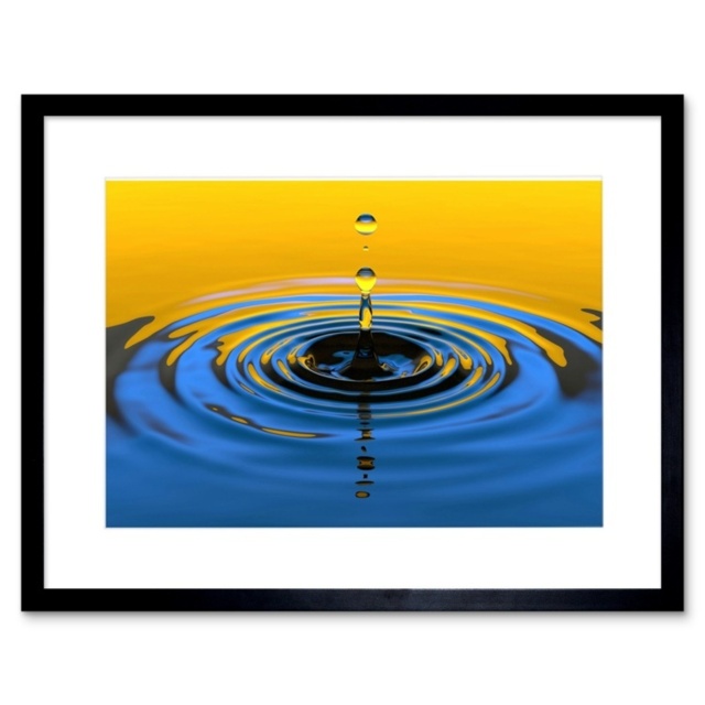 "Water Drop Splash Ripple Pond Lake Circles 9X7"" Black Framed Wall Art ...