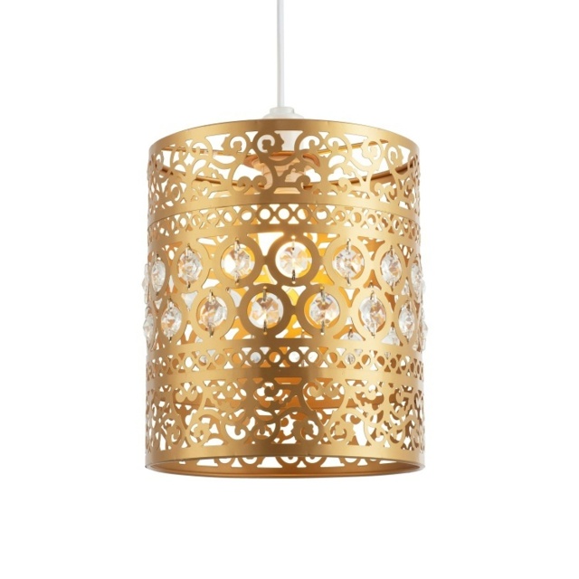 Traditional And Ornate Gold Easy Fit Pendant Shade With Clear Acrylic ...