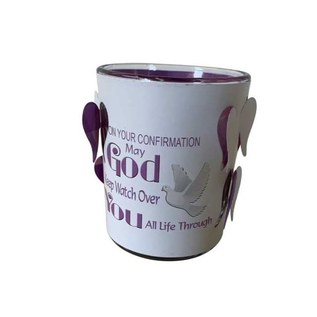 On Your Confirmation Glass Sentiment Tealight Candle Holder by Tesco ...