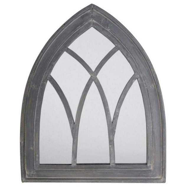 Primrose Gothic Arched Rustic Wooden Garden Mirror Grey Wash 85Cm X ...