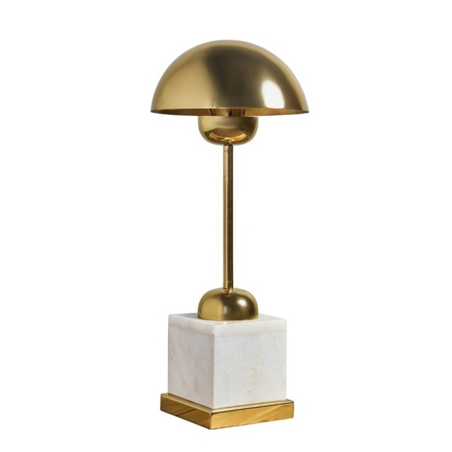 Valuelights Contemporary Brass Dome Table Lamp With White Marble Base ...