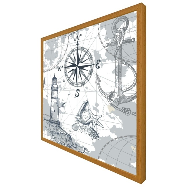 Compass & Map (Picture Frame) Brown - Oak - S by Tesco - Marketplace ...