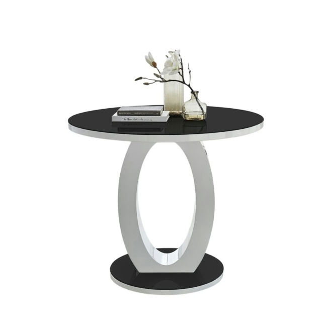 Furniturebox Giovani High Gloss And Glass 100Cm Round Dining Table by ...