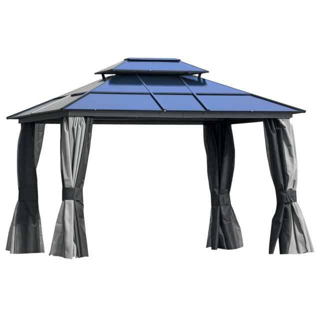 Outsunny 3 x 3.6m Polycarbonate Hardtop Gazebo Canopy with DoubleTier ...